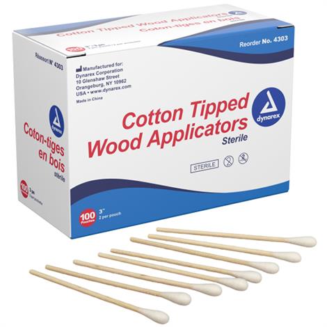 Dynarex Cotton Tipped Applicator with Wood Shaft | Wound Preps