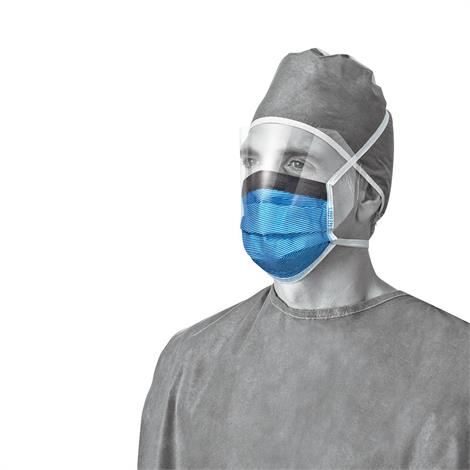Medline Fluid-Resistant Surgical Face Mask With Eyeshield | Face Masks